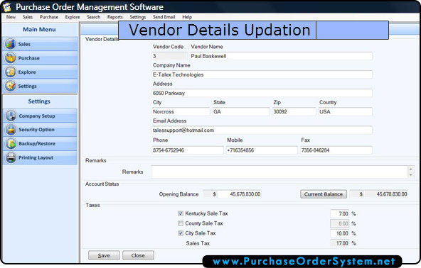 Purchase Order Software screenshots PO program manage sales purchase Purchase Order Software screenshots PO program manage sales purchase