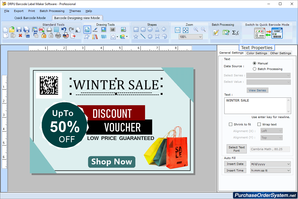 Barcode Label Maker Software (Professional) design 2D and linear barcodes