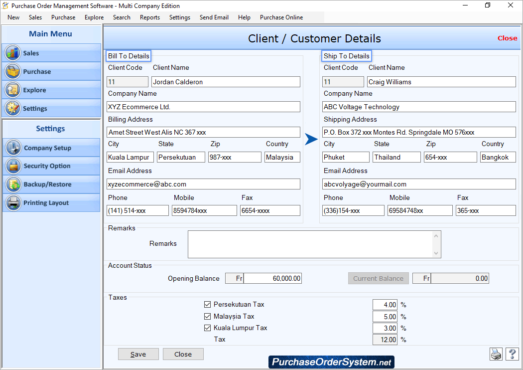Multi company purchase order software maintain stock record PO system ...