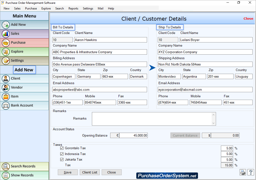 Purchase Order Software screenshots PO program manage sales purchase