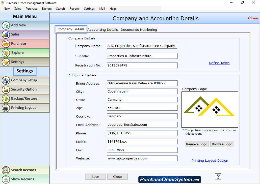 Purchase order software manage business real time purchase sales process